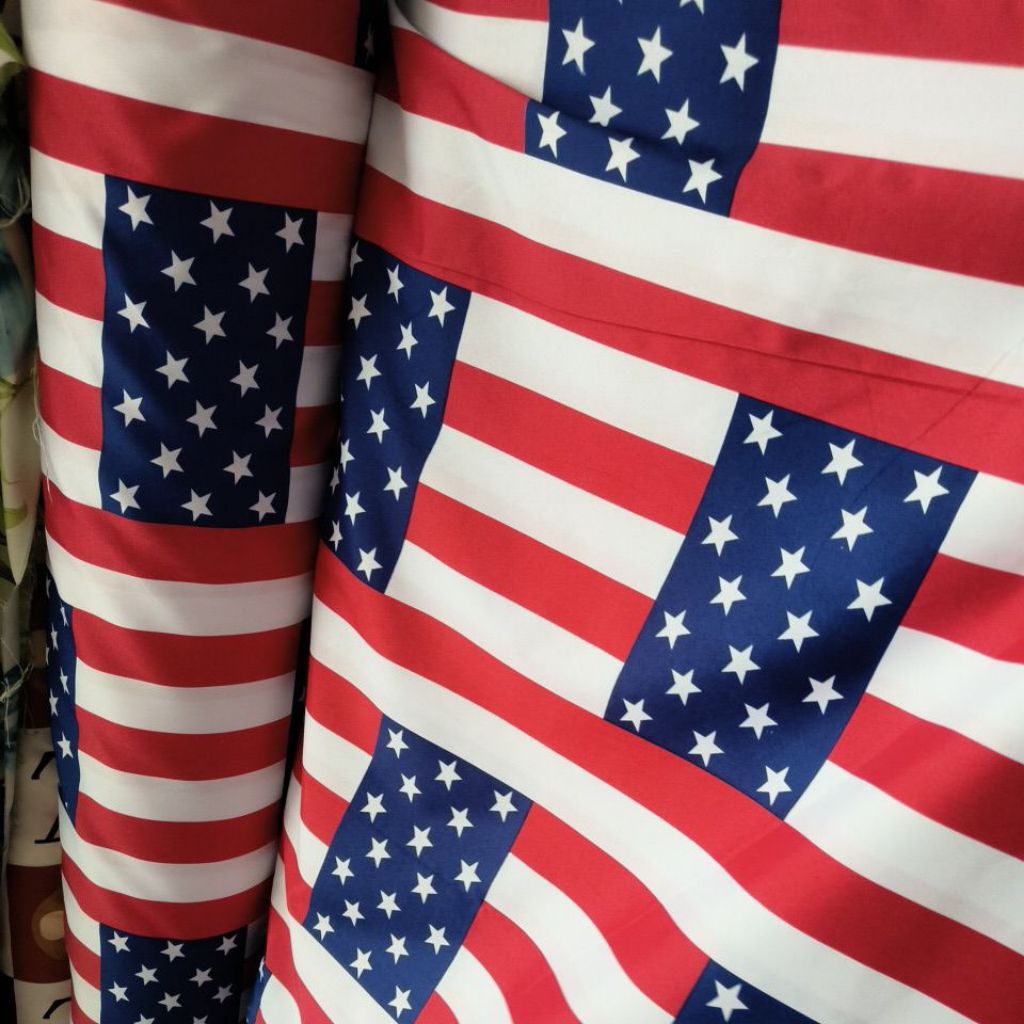 Jual kain poly micro motif bendera Amerika | Shopee Indonesia