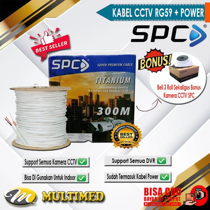 Jual Kabel Coaxial CCTV RG59 Plus Power SPC Titanium 300 Meter | Shopee ...