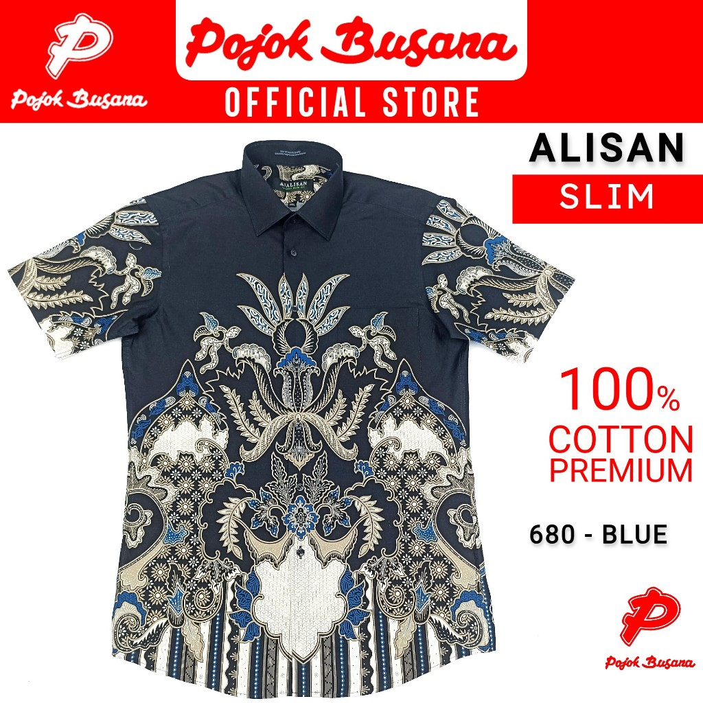 Jual Pojok Busana Alisan Kemeja Batik Lengan Pendek Slim Fit Pria ...