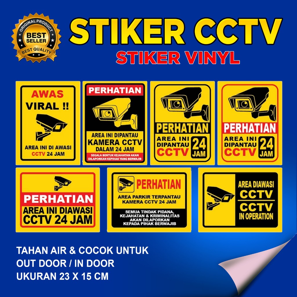 Jual Stiker Vinyl CCTV Stiker pantauan CCTV 24 jam/ Stiker peringatan ...