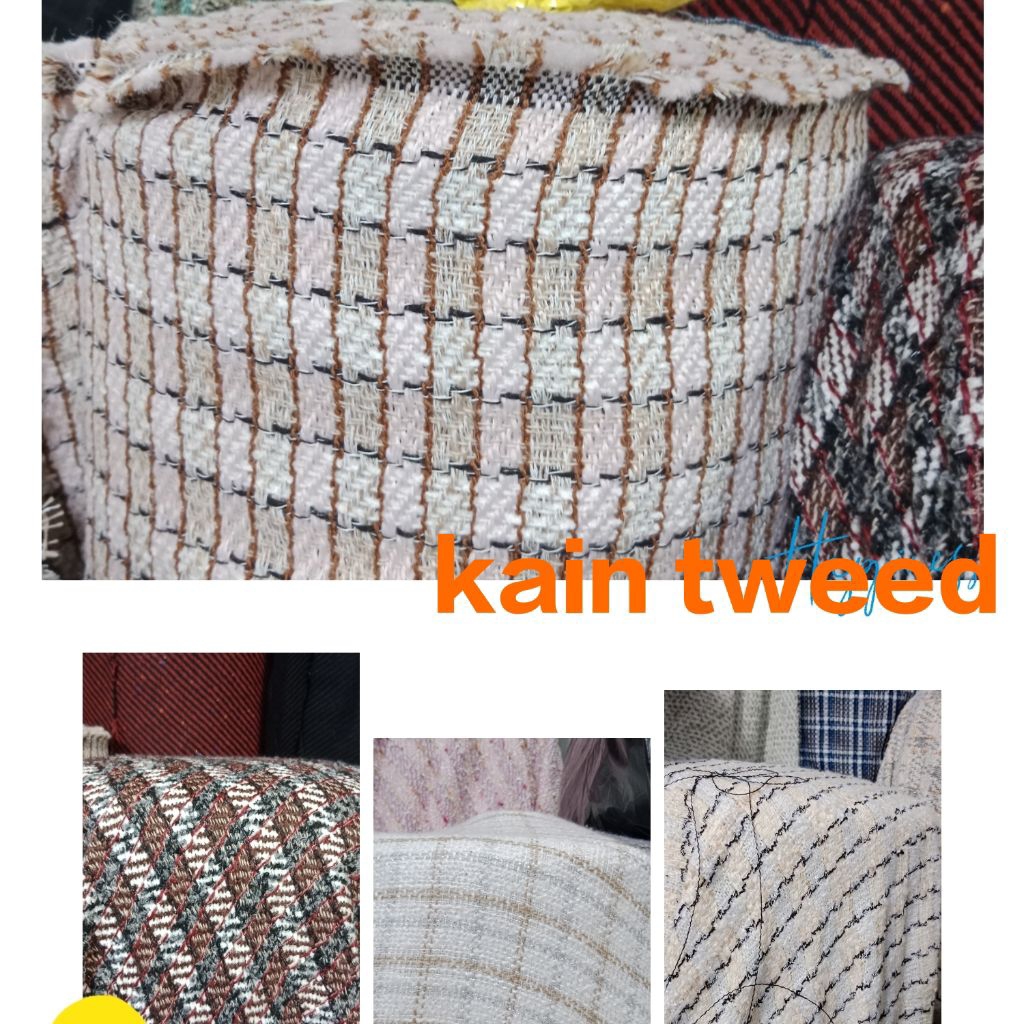 Jual bahan kain tweed motif_kain tebal (harga per meter) | Shopee Indonesia