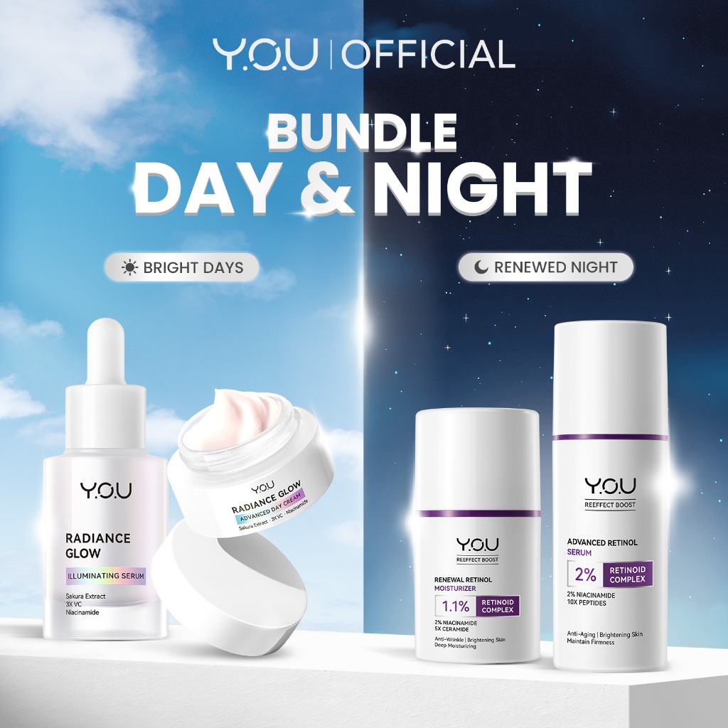 Jual YOU Skin Boosting Day & Night Bundle YOU Radiance Glow & Retinol | Shopee Indonesia
