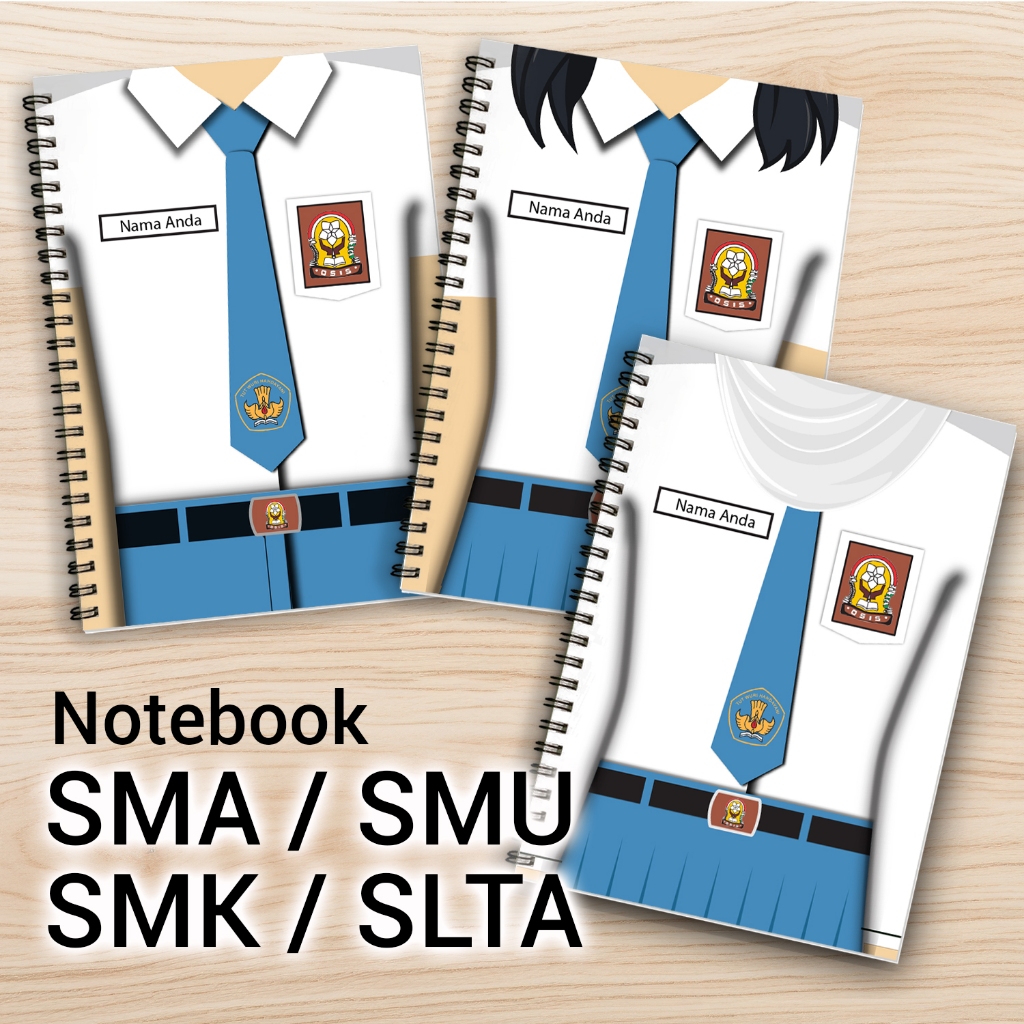 Jual Notebook Custom Nama SMA Seragam Sekolah SMK / Buku Tulis Catatan ...