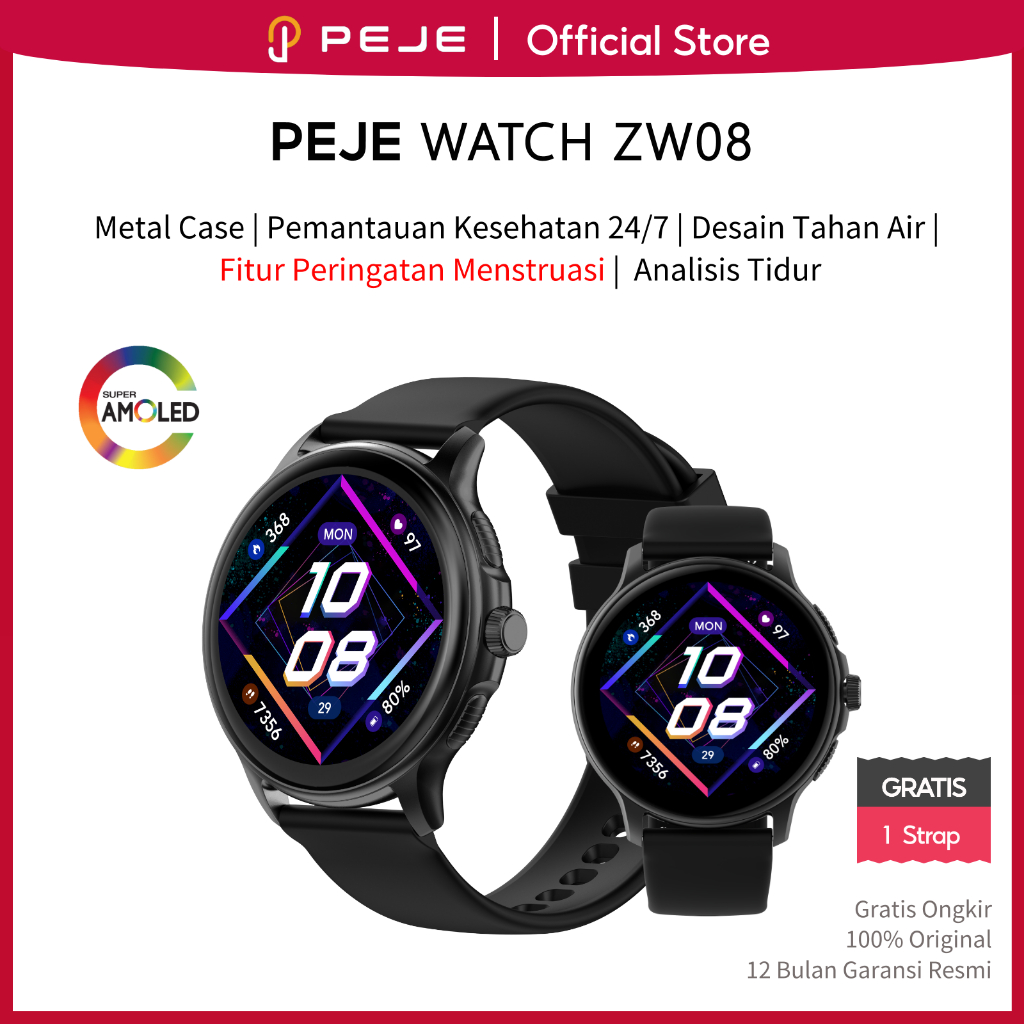 Jual PEJE Smartwatch Wanita ZW08 Metal Case Bluetooth Call Sleep ...