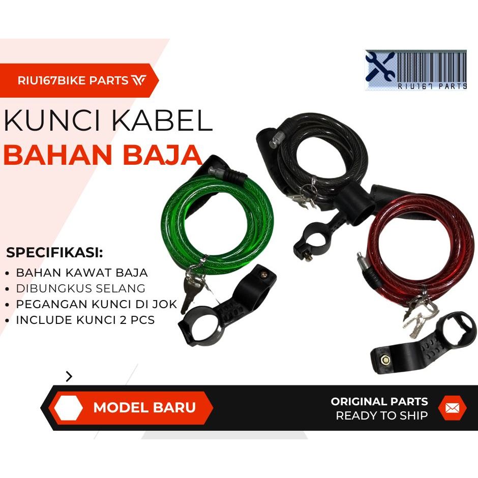 Jual RIU167 parts KUNCI SPIRAL SEPEDA/HELM/PAGAR ANTI MALING DENGAN ...