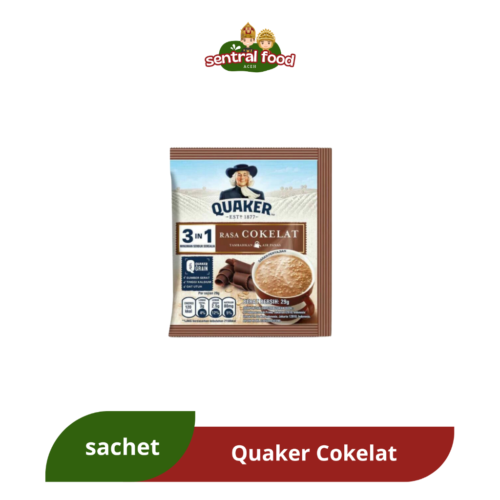 Jual QUAKER 3in1 Rasa Cokelat Minuman Sereal Oats Chocolate Sachet 28 gr | Shopee Indonesia