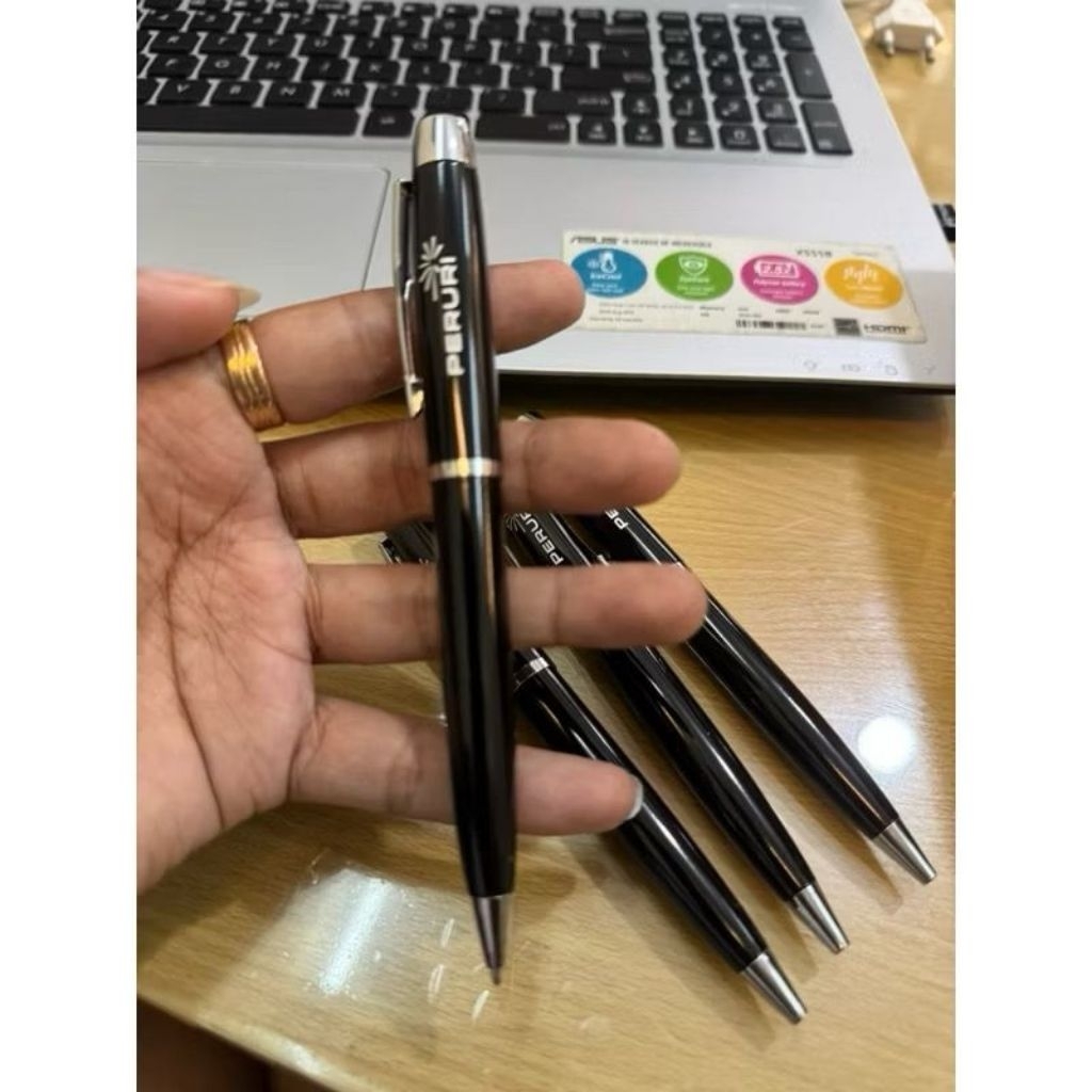 Jual Bollpoint pulpen stainless glossy klip silver cetak grafir laser ...
