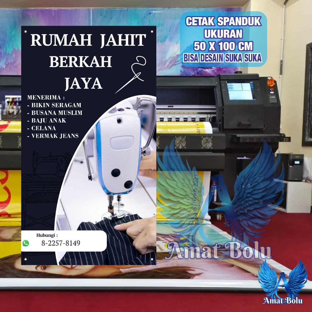 Jual Cetak Spanduk Cetak Banner RUMAH JAHIT BERKAH JAYA Ukuran 50x100 ...