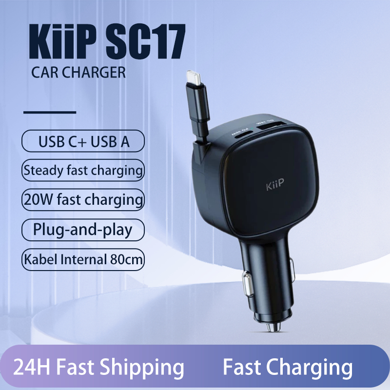 Jual KiiP SC17 Car Charger Retractable PD 84W Charger Mobil Fast Charging | Shopee Indonesia