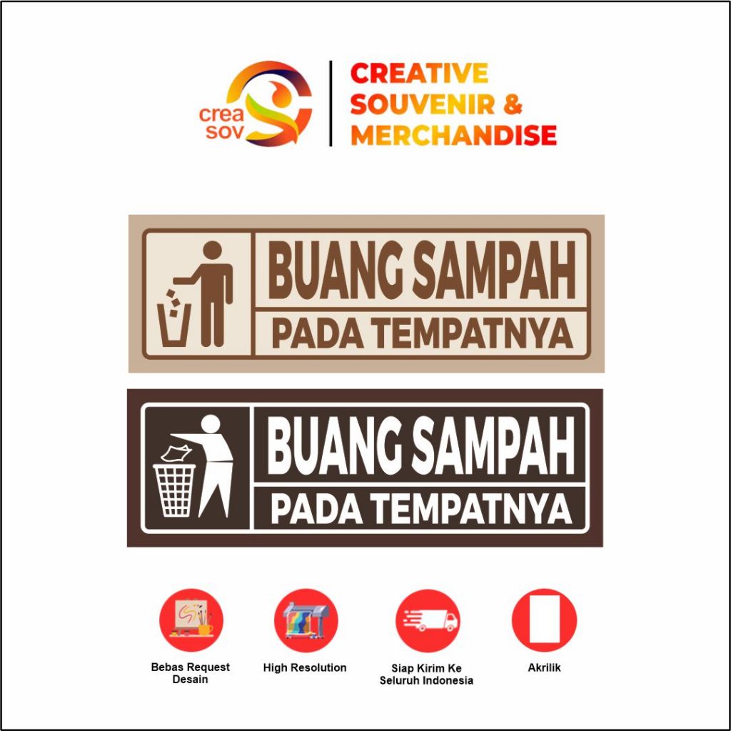 Jual Creasov - Akrilik Sign Buang Sampah Warna Kayu Akrilik Sign ...