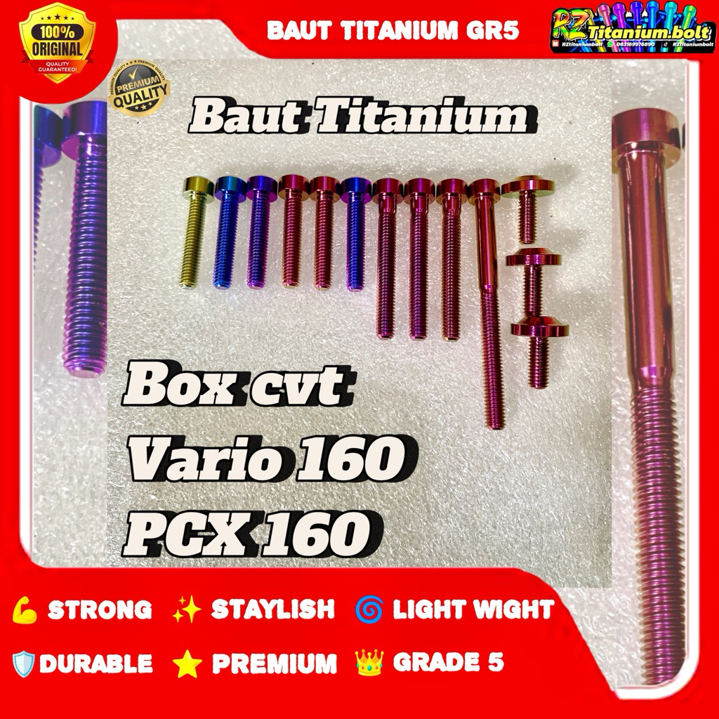 Jual Baut Titanium Baut Box CVT honda Vario 160 PCX 160 Original Gr5 ...