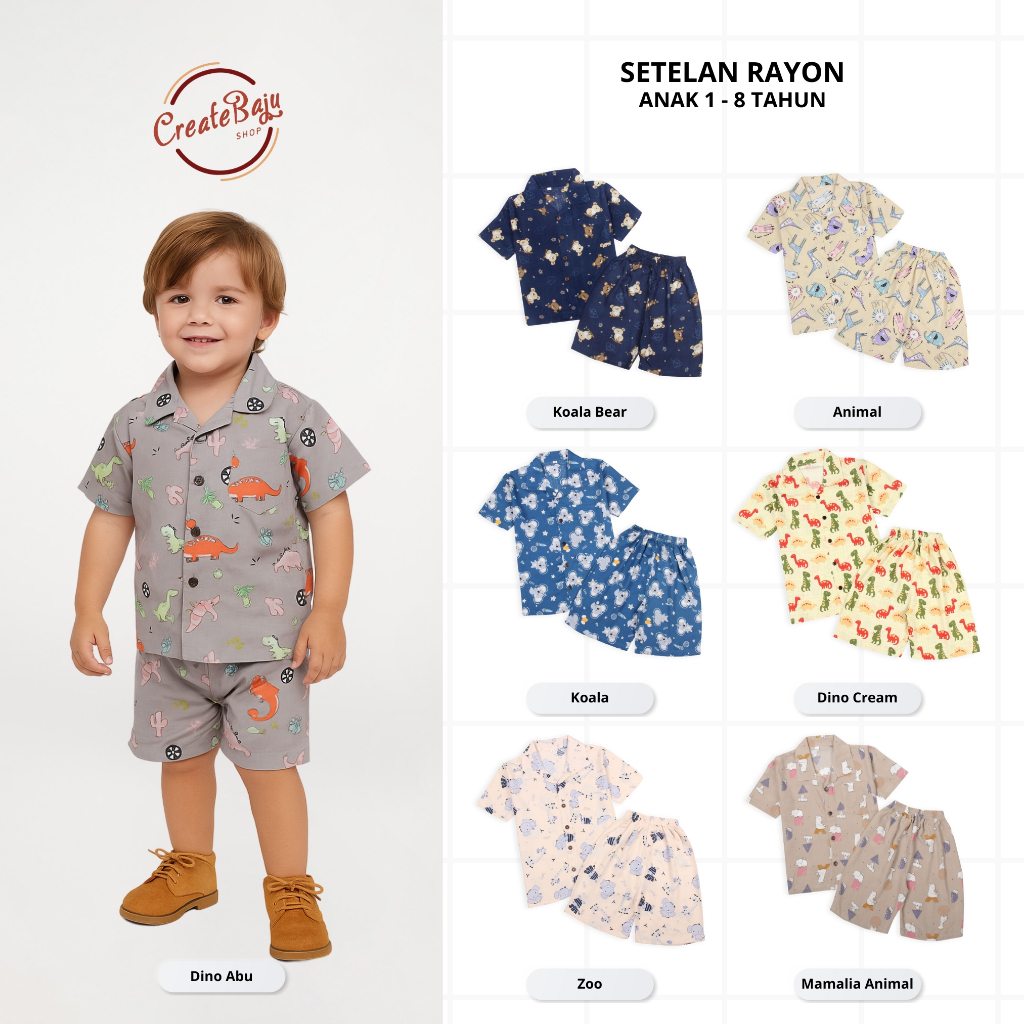 Jual SETELAN RAYON ANAK 1-8 TAHUN BAHAN RAYON PREMIUM UNISEX LENGAN ...