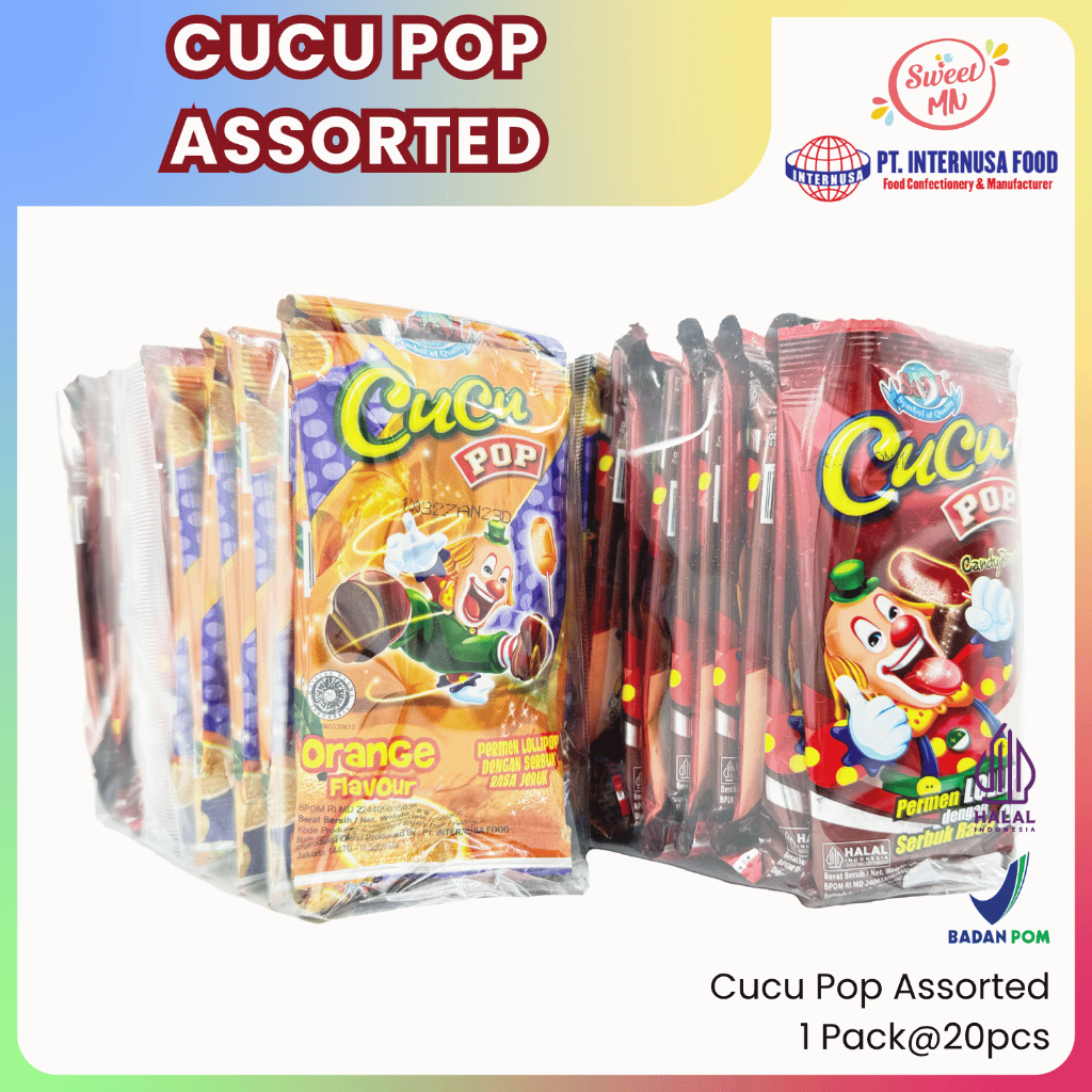 Jual Permen Cucu Pop Assorted Fruit. 1 Pack (20 pcs) | Shopee Indonesia