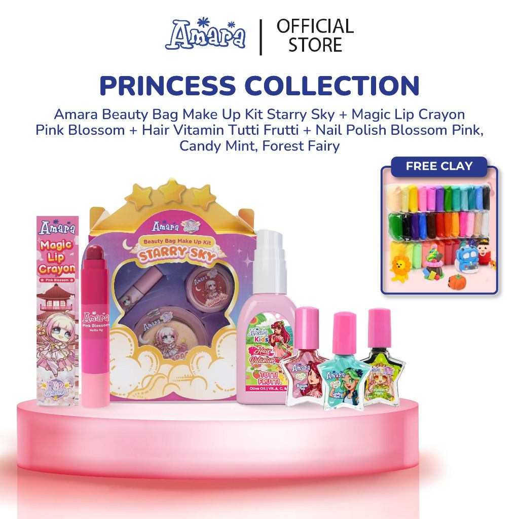 Jual [GET6 + FREE CLAY] Amara Princess Collection Set Beauty Bag Starry ...
