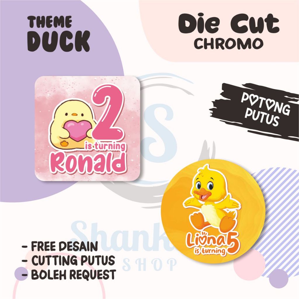 Jual Stiker Label Ulang Tahun THEME DUCK / Stiker Ulang Tahun Bahan ...