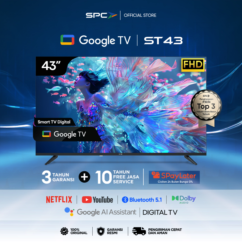 Jual SPC Smart TV 43 Inch - ST43 - Google TV43 inch FHD | Dolby Audio ...