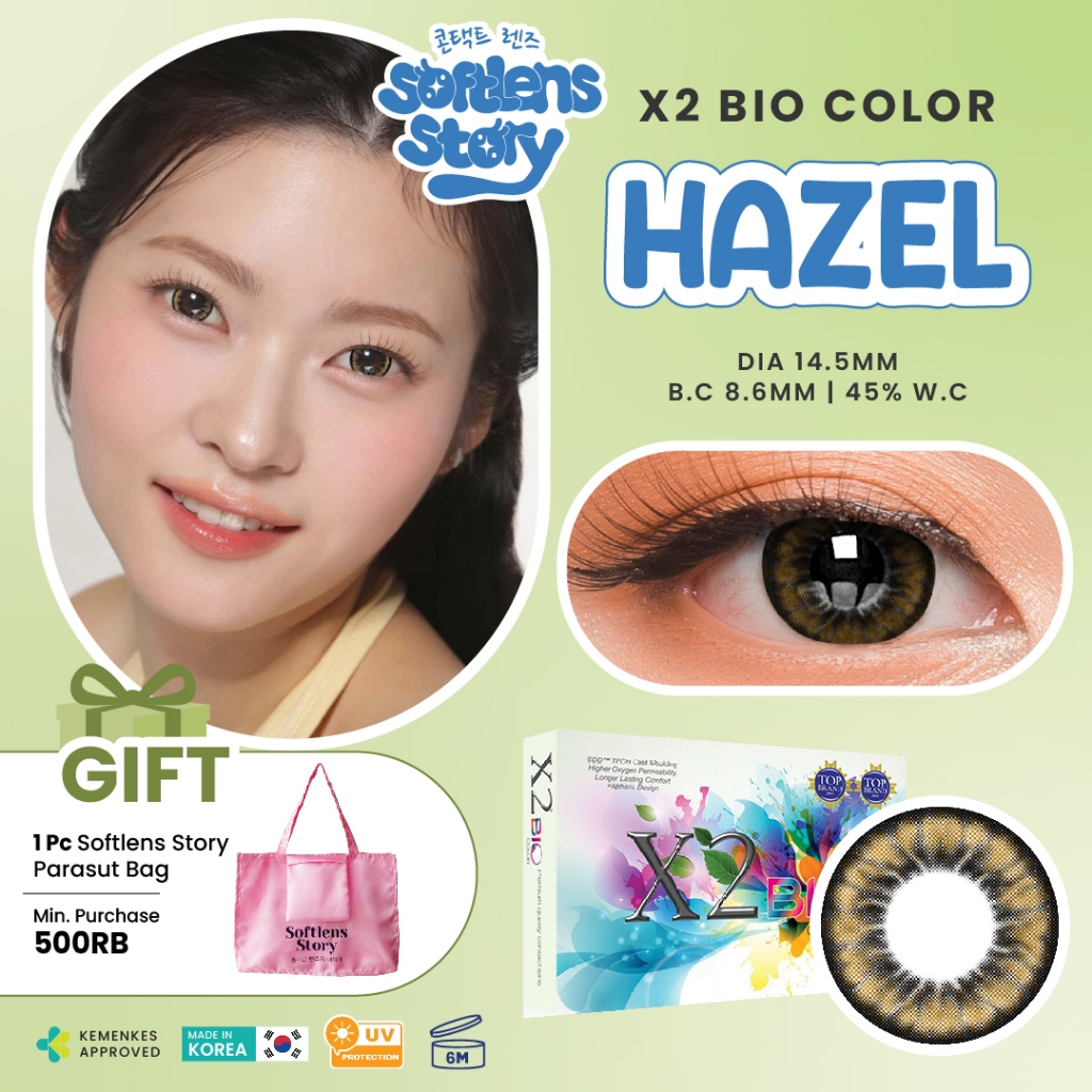 Jual X2 Bio Color Hazel Softlens Warna Bulanan | Shopee Indonesia