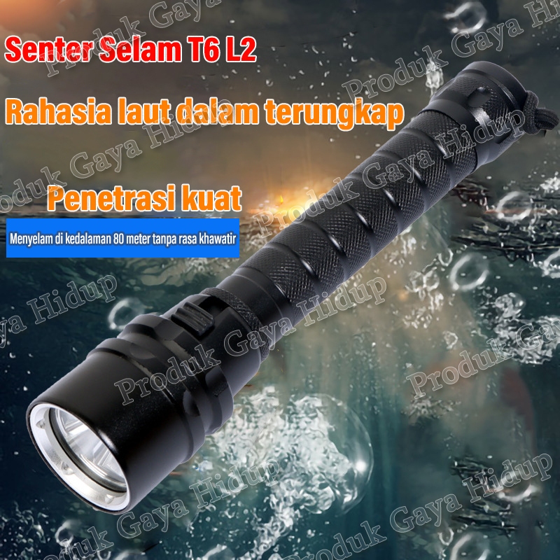 Jual Senter Selam 3LED T6 Powerful Super bright led Scuba Diving Flashlight 200M Underwater ...