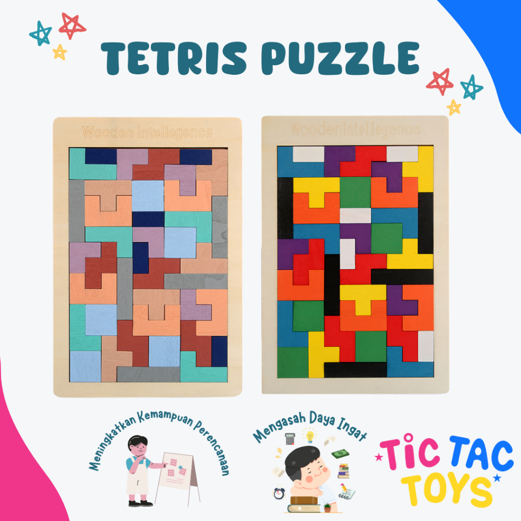 Jual TicTacToys Tetris Block Puzzle Wooden Intellegence Mainan Kayu ...
