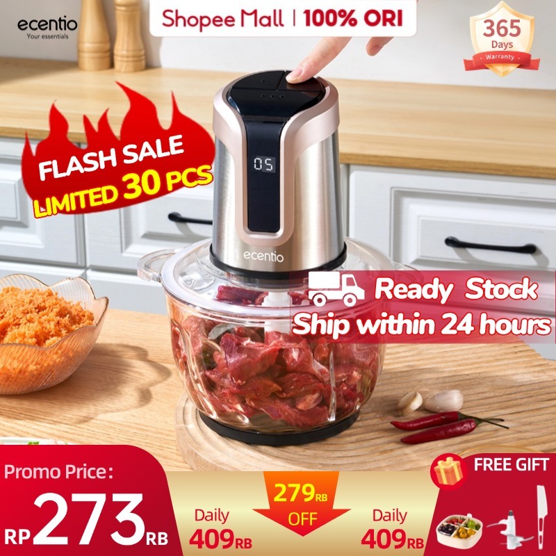 Jual ecentio chopper blender kaca Layar LED 2L 6 Mata Pisau food grade ...