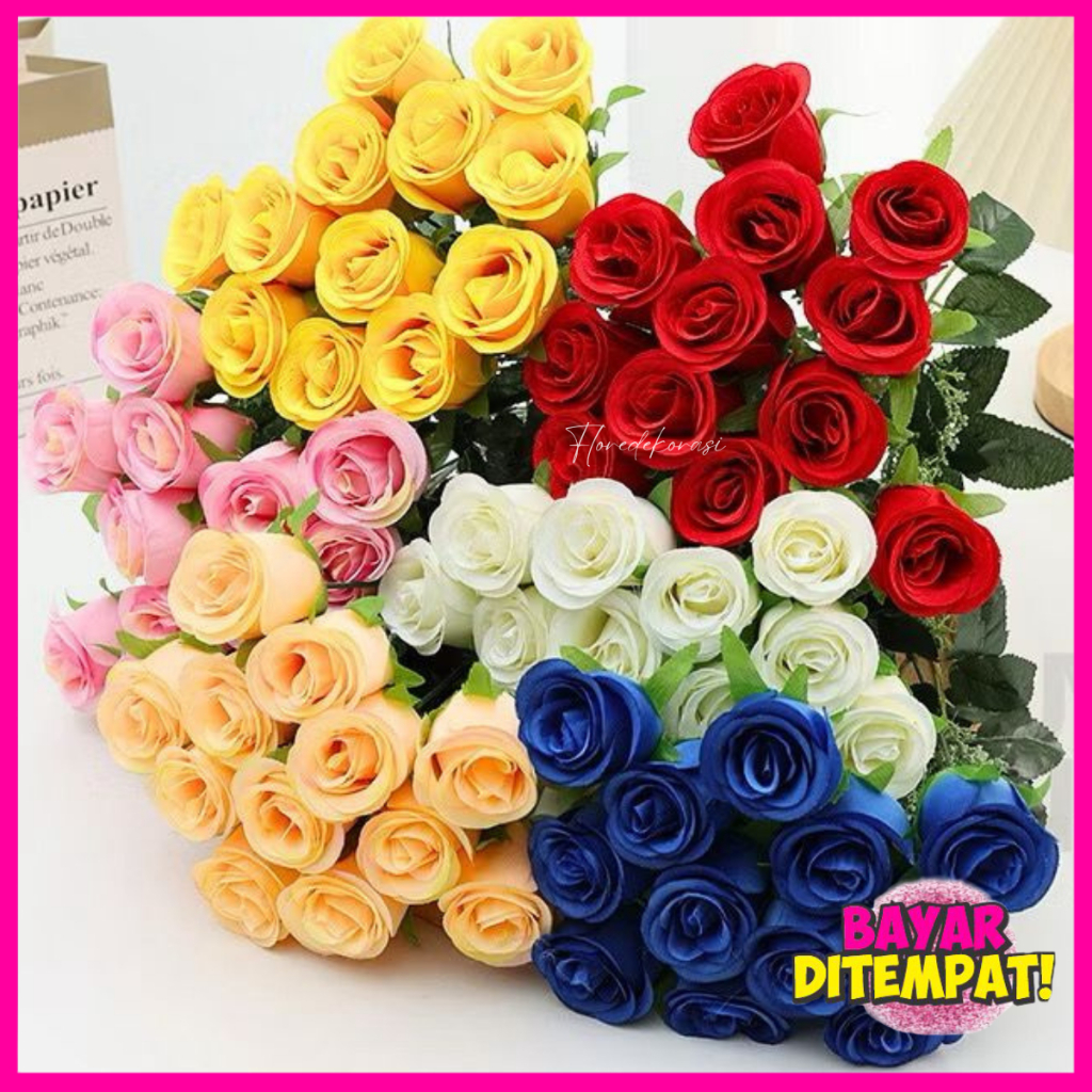 Jual Bunga Mawar Kuncup Plastik Artificial Dekorasi Seserahan NK 91 ...