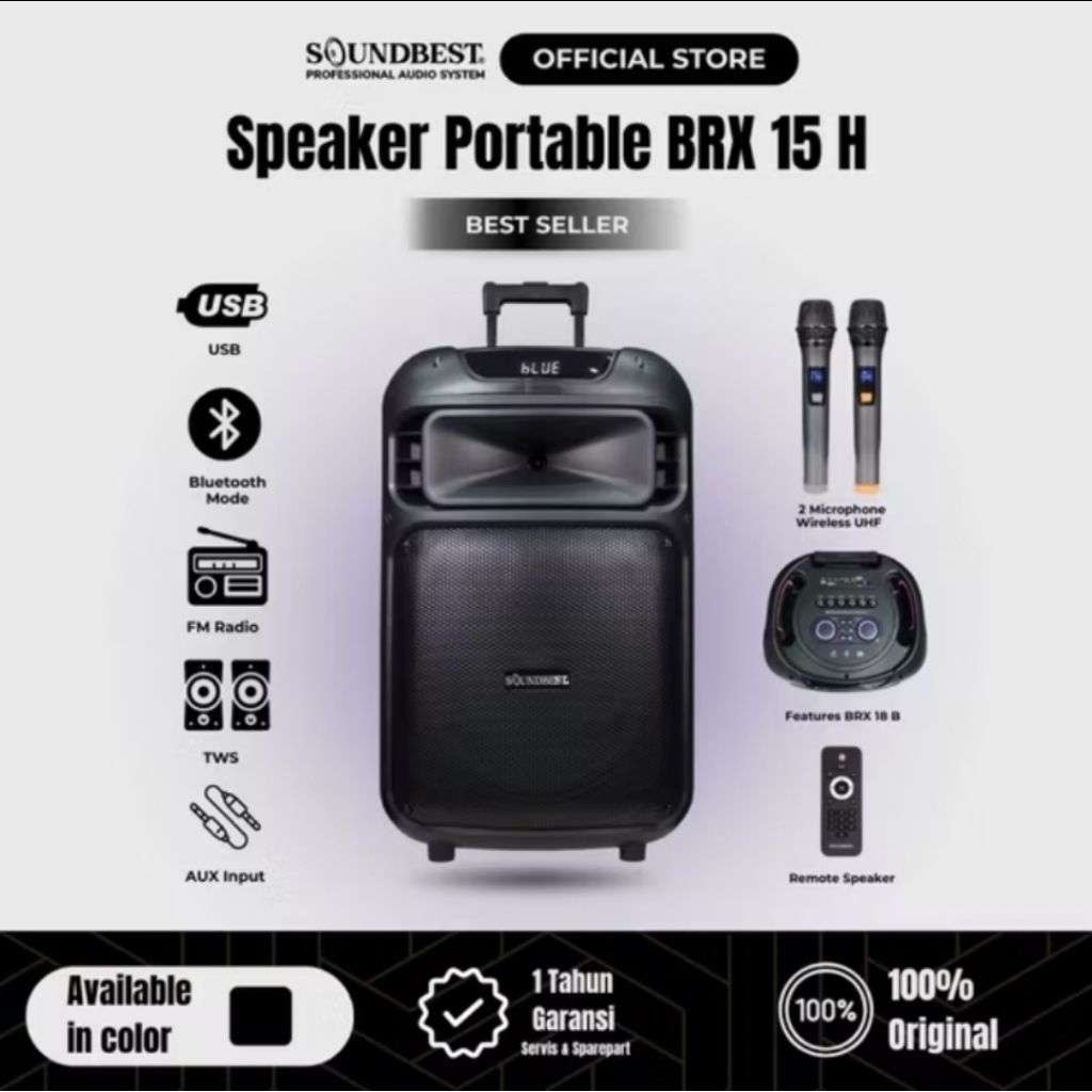 Jual Speaker aktif portable soundbest 15 inch brx 15H bluetooth karaoke brx15 | Shopee Indonesia