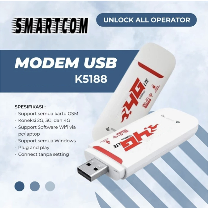Jual SMARTCOM - K5188 Modem Wifi Mifi 4G LTE Modem Stick USB 500mbps Unlock All Operator ...