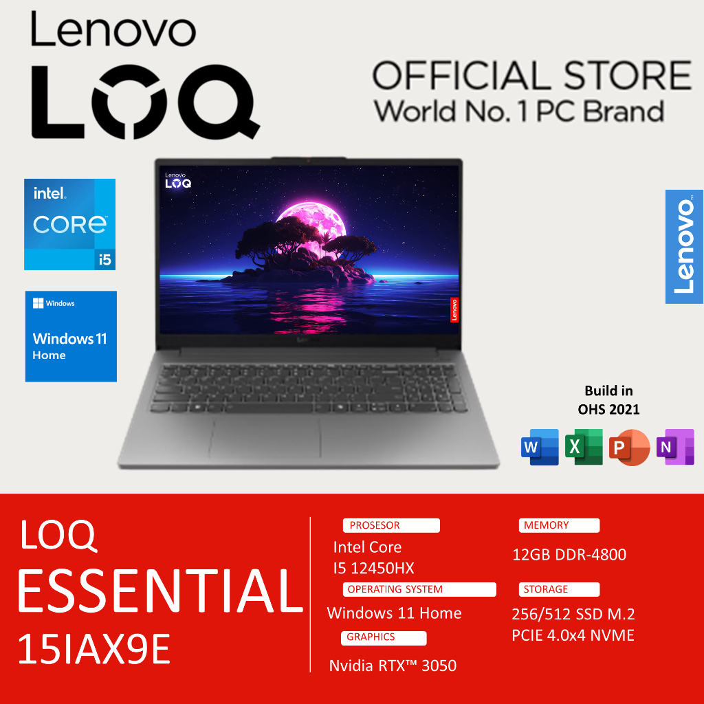Jual LENOVO LOQ ESSENTIAL 15 I5 12450HX RTX3050 6GB/ 20GB 512GB W11+OHS ...