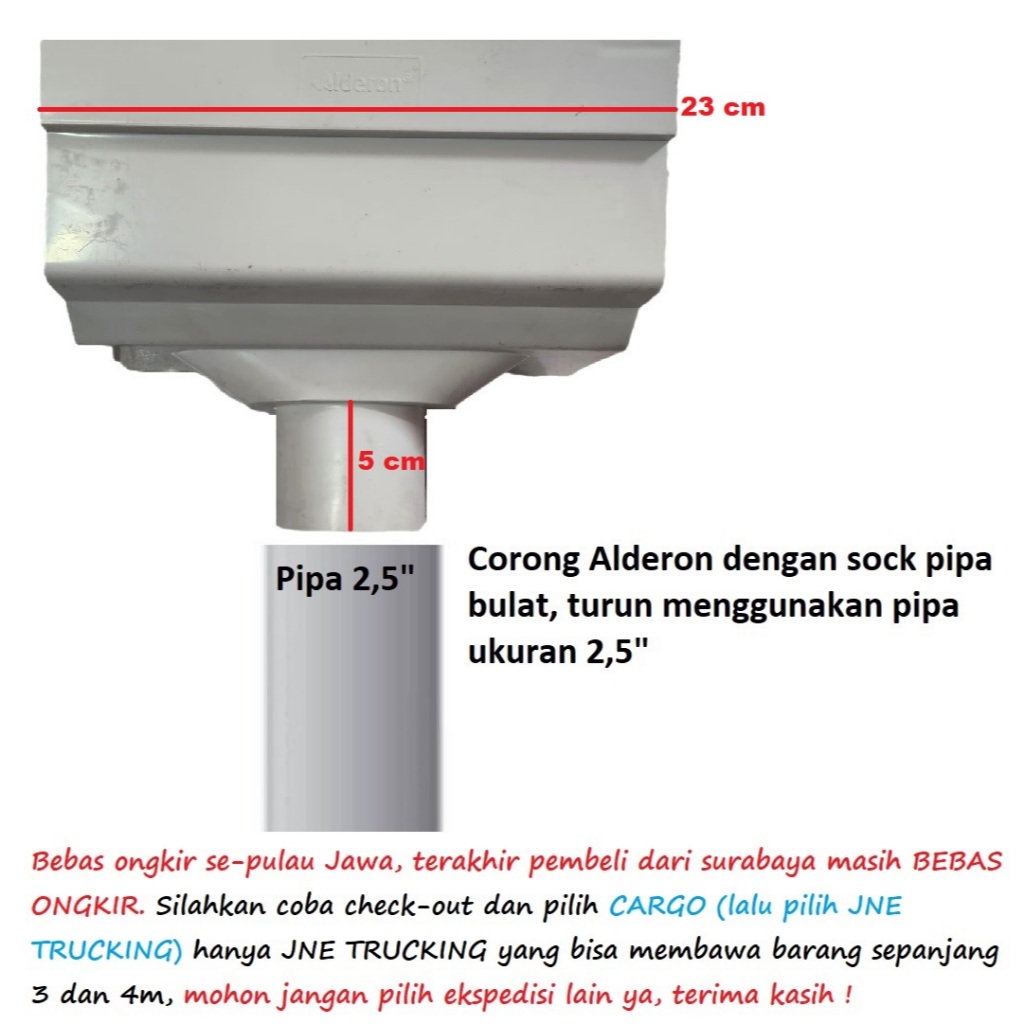 Jual Paket talang Alderon UPVC dengan corong BULAT outlet keluar ...