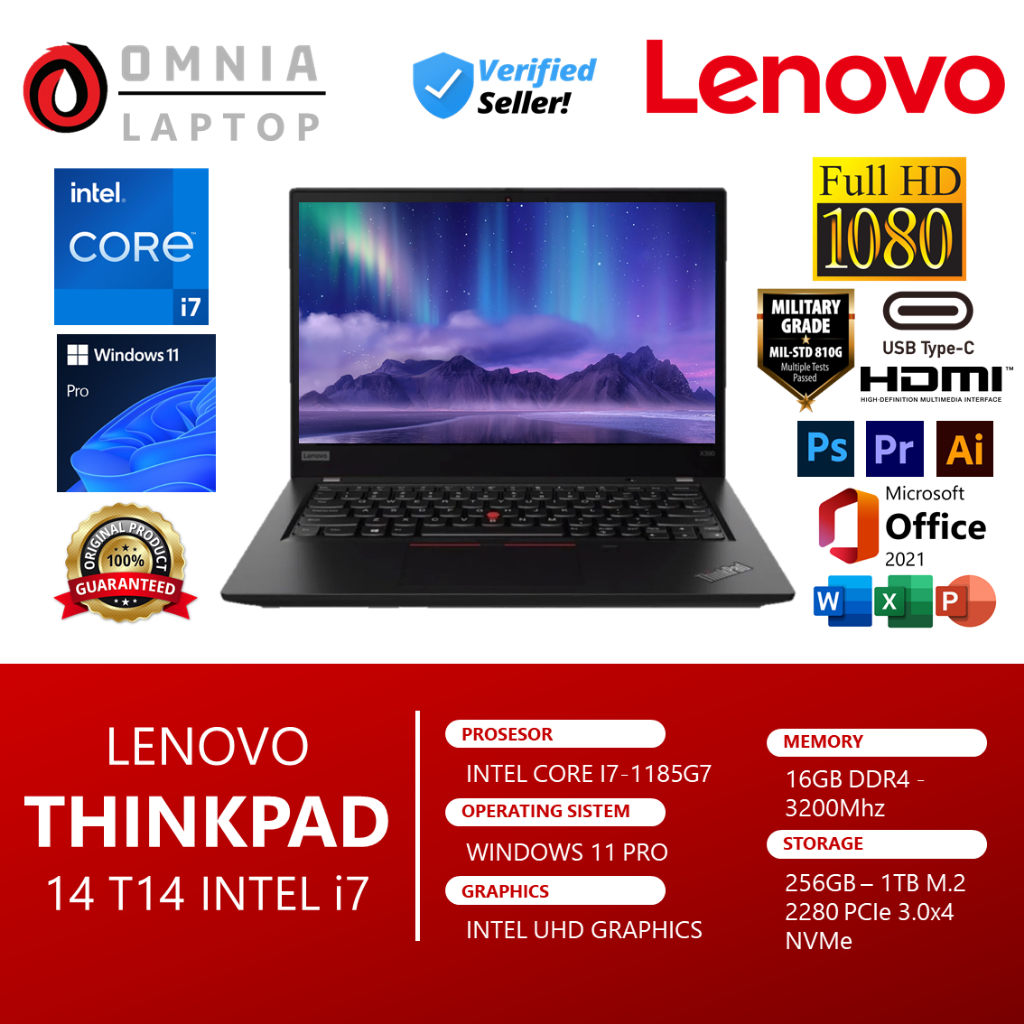 Jual Laptop Lenovo ThinkPad T14 Intel Core i7 1185G7 RAM 16GB 1TB SSD 14 Inch FHD IPS Windows 11 ...