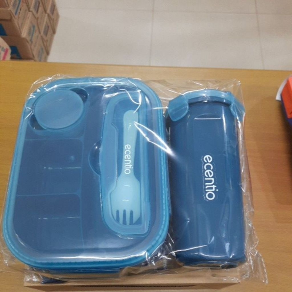 Jual promo Satu Set Lunch Box + Botol Minum Ecentio | Shopee Indonesia