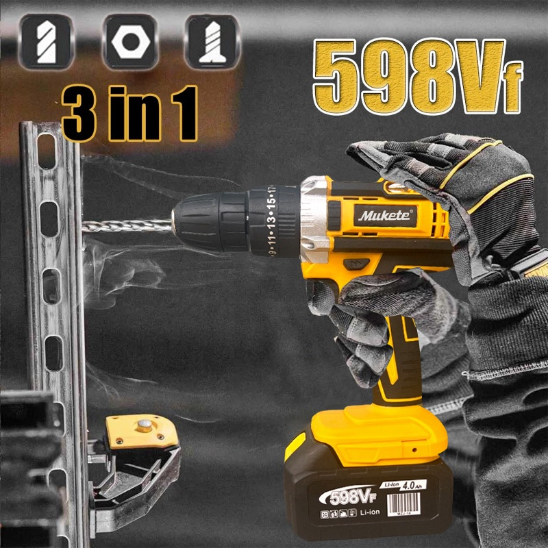 Jual 598V Bor Baterai bor cordless mesin bor baterai bor impact baterai ...