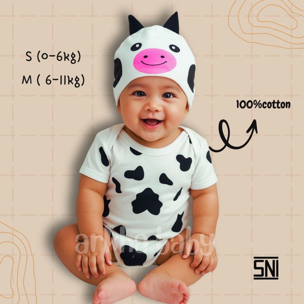 Jual Baju bayi jumper bayi sapi karakter /jumpsuit baby sapi ( SNI ...