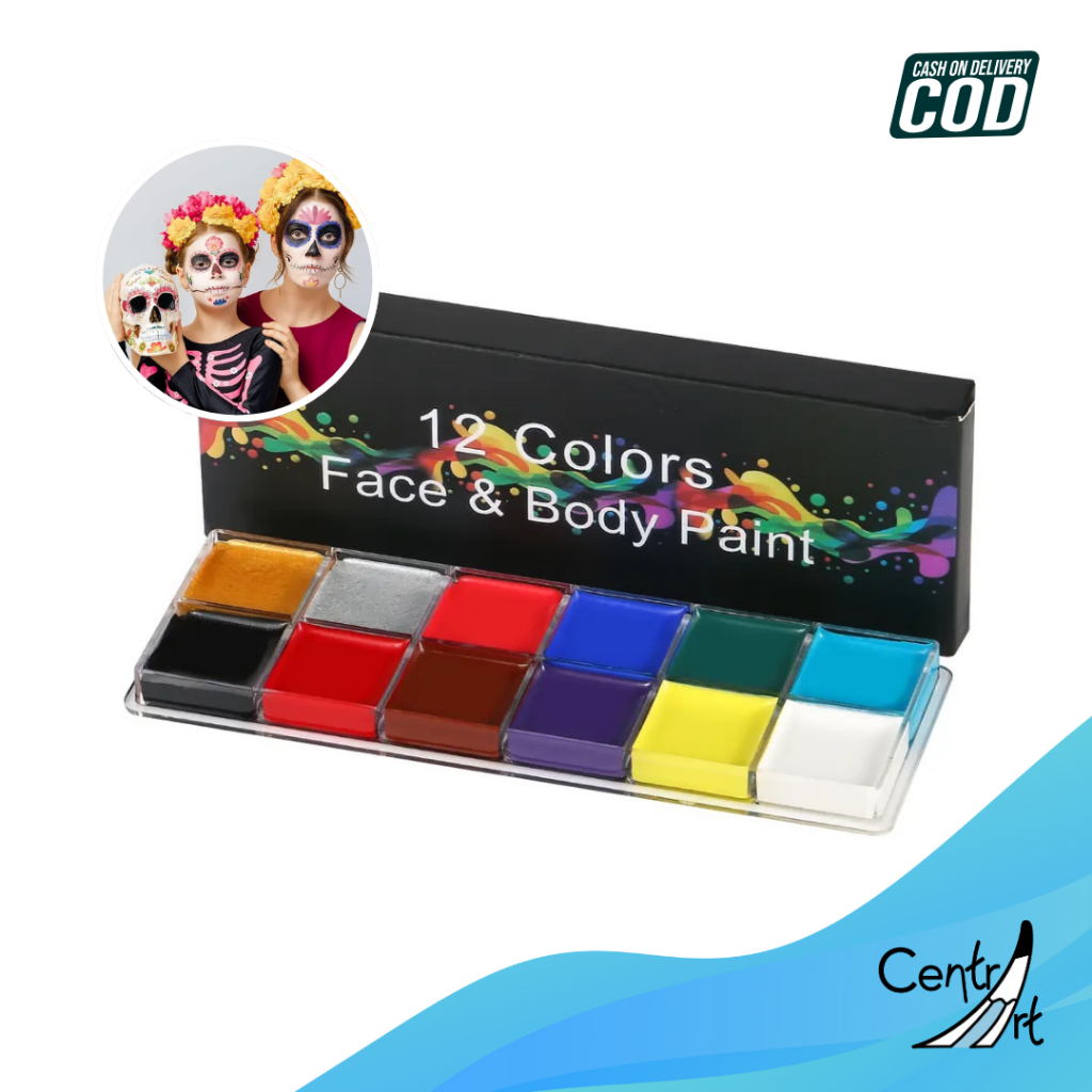 Jual Face Body Painting 12 Warna + 2 Kuas 12 Colors Cat Badan dan Wajah ...
