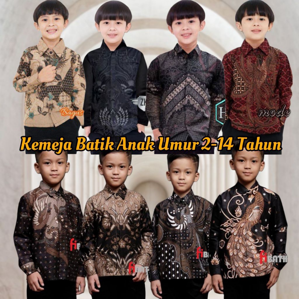 Jual Kemeja Batik Anak Laki Laki Premium Lengan Panjang Sekolah Baju ...