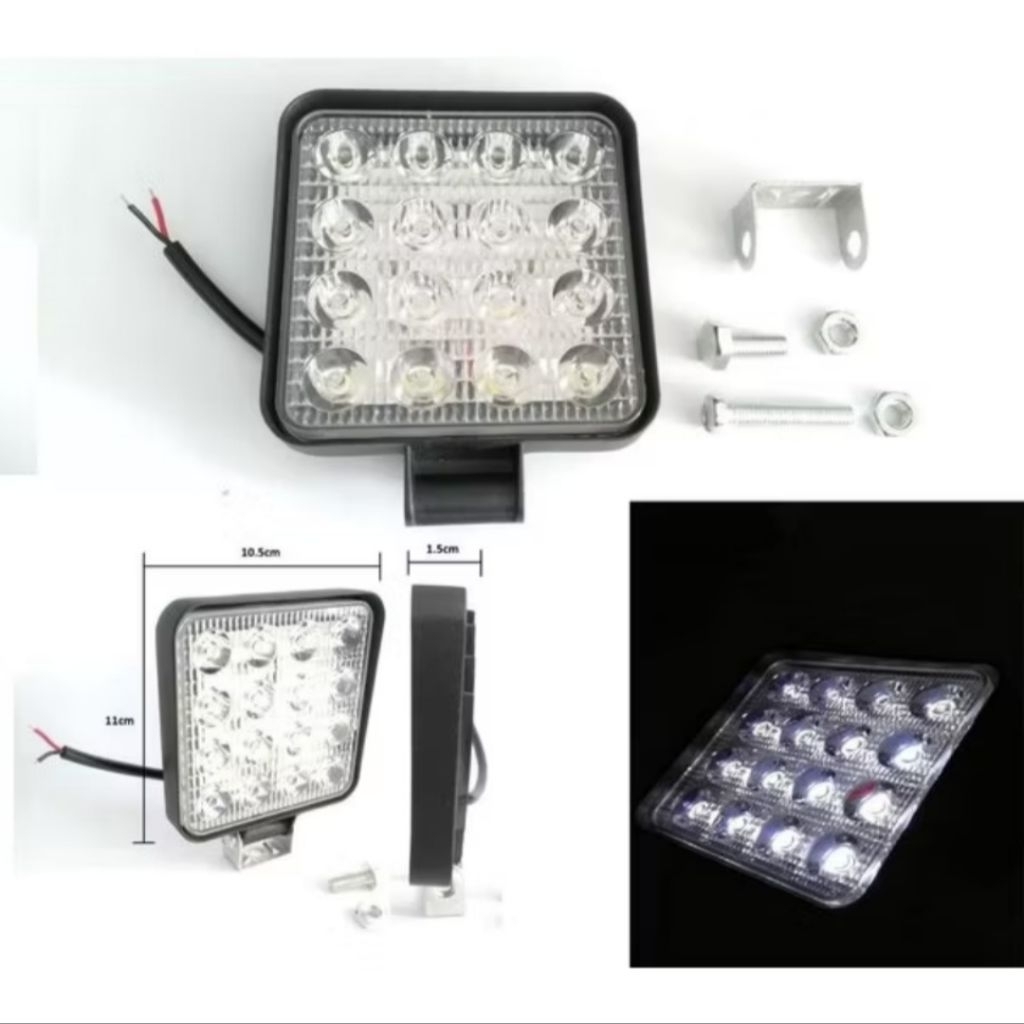 Jual Lampu Tembak LED Kotak 48 Watt 12 Volt – 16 Titik Worklight Sorot ...