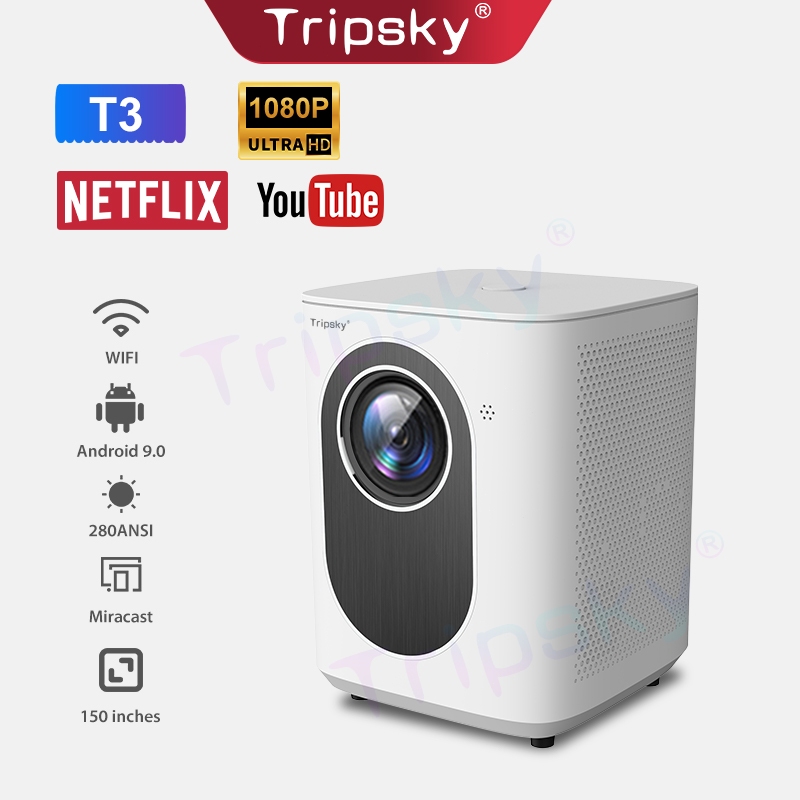 Jual Tripsky T3 Proyektor Android 280ANSI Lumens HD Dual band LCD Display proyektor mini Smart ...