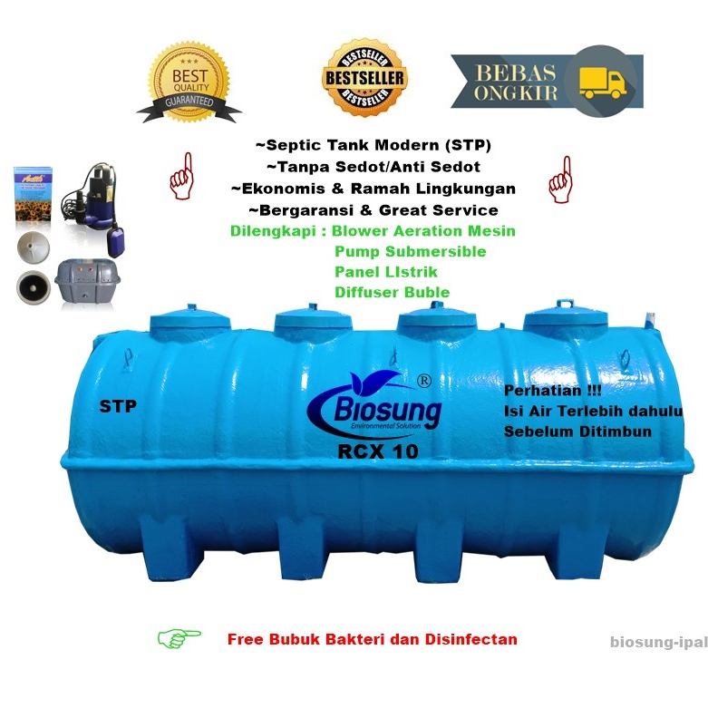 Jual septc tank ipal biotech stp 10000 liter, stp ipal biotech sistem ...