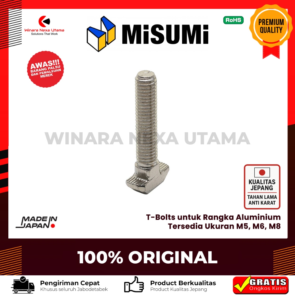Jual Baut T Slot 8mm untuk Rangka Aluminium Misumi Original Japan ...