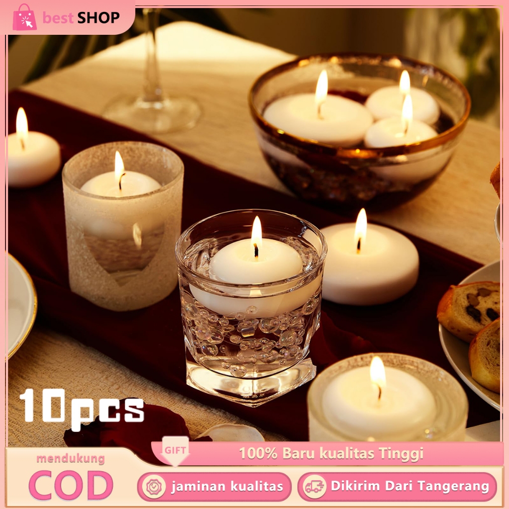 Jual Isi 10 Floating Candle Tealight Apung Lilin Apung Bahan Lilin ...