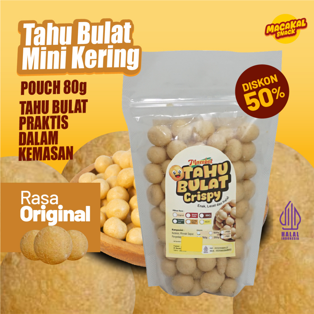Jual Macakal - Tahu Bulat Mini Kering Crispy Rasa Original 80 g I Tahu ...