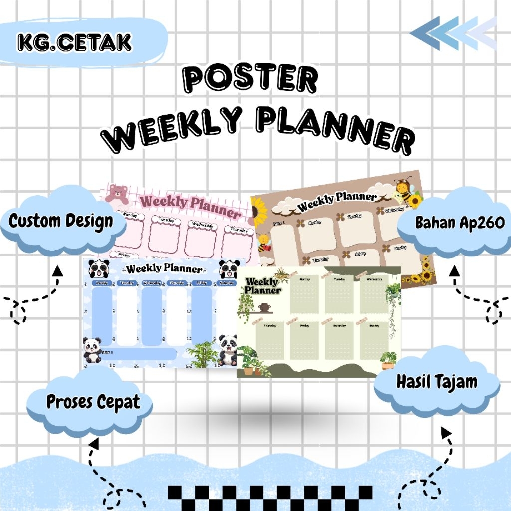 Jual POSTER WEEKLY PLANNER UK A3 CUSTOM/POSTER JADWAL PELAJARAN CUSTOM ...