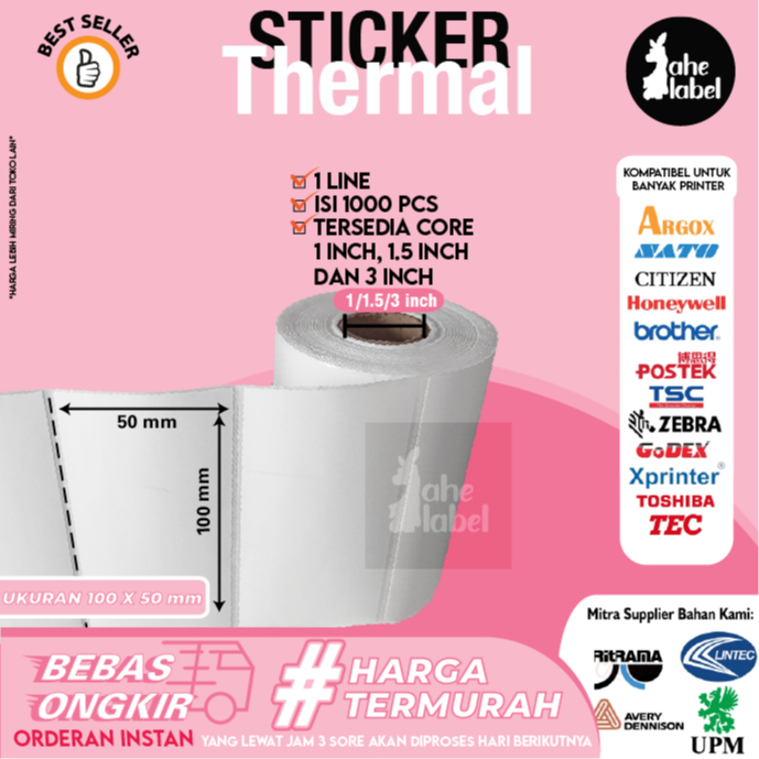 Jual LABEL STIKER BARCODE 100x50 mm DIRECT THERMAL 1000 PCS | Shopee Indonesia
