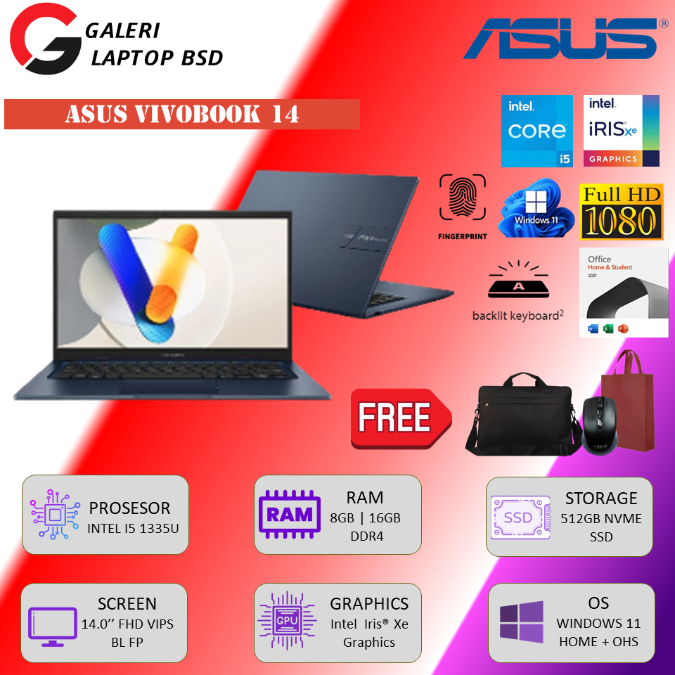 Jual Laptop Asus Vivobook 14 A1404VA VIPS551 Intel Core i5 1335U Ram ...