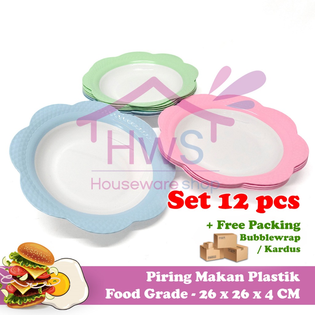 Jual [ 1set isi 12 Pcs ] Piring Makan Asia Moge Bunga 10 Inch / Piring ...