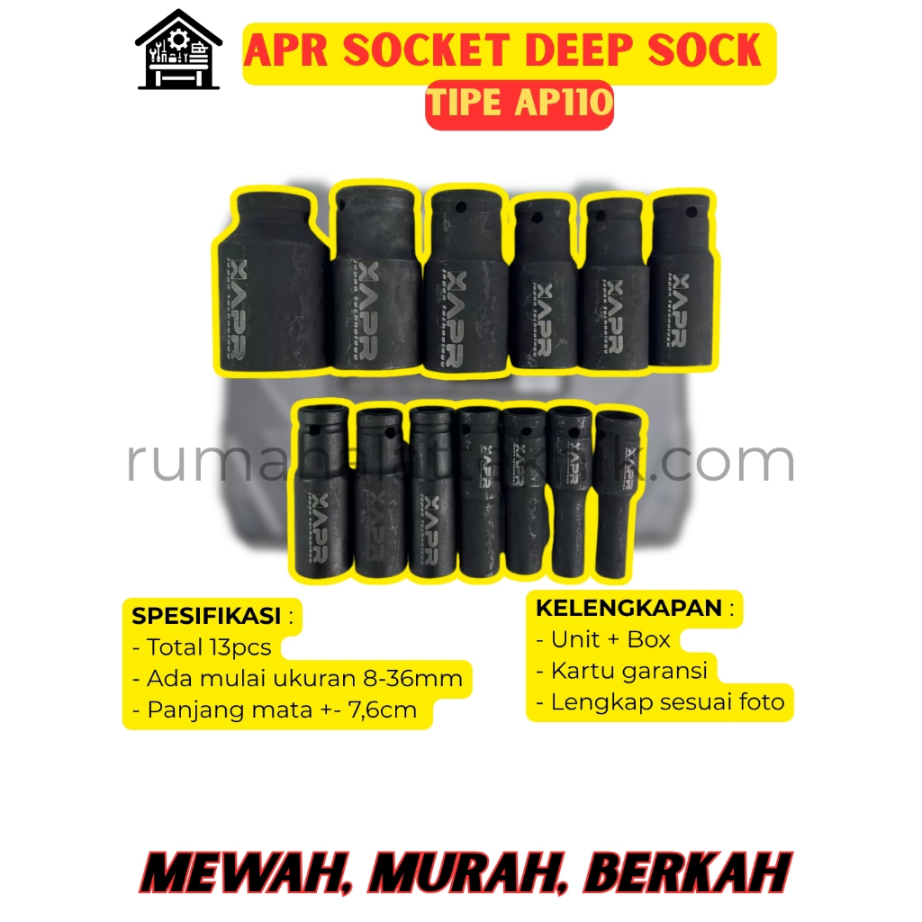 Jual APR SOCKET DEEP SOCK IMPACT 8MM - 36MM 1/2INCH TYPE AP110 BAJA ...