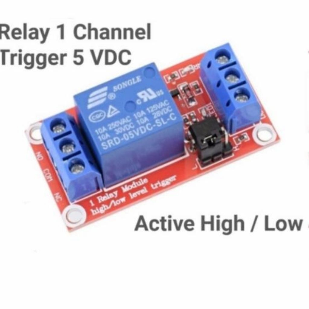 Jual Relay 1 Channel 5V Volt DC high low 250VAC 30VDC 10A module active ...