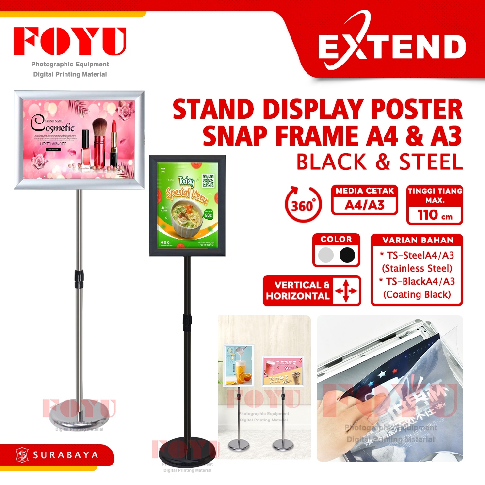 Jual Extend Stand Display Banner Promosi Poster Snapframe Telescopic Frame A3 A4 Sign Board ...