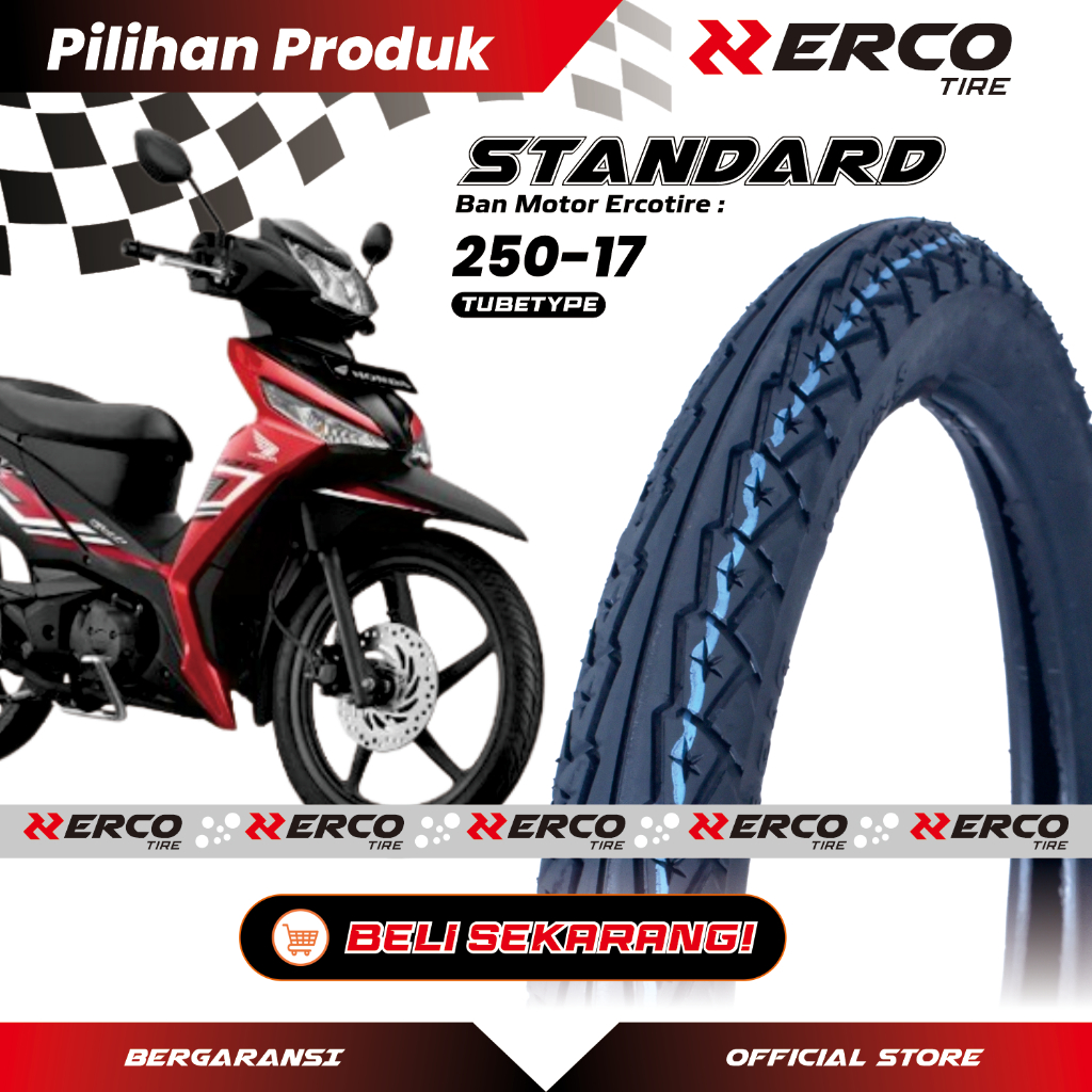 Jual ERCO TIRE Ban Luar Motor Ring 17 Ukuran 250-17 Tube Type Supra ...