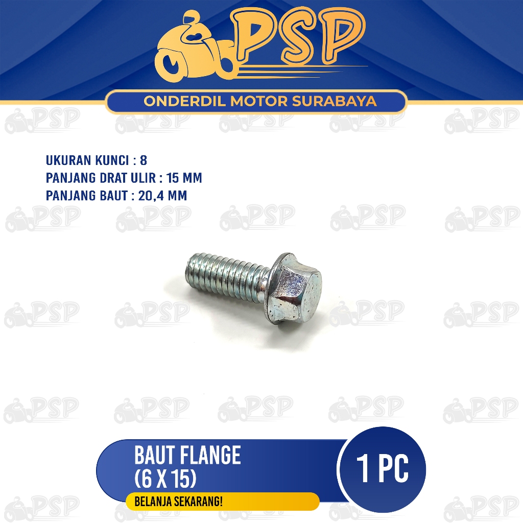 Jual Baut Flange 6x15 (Harga 1 PC) - Baud Bolt Ring Bibir Topi 6 mm ...